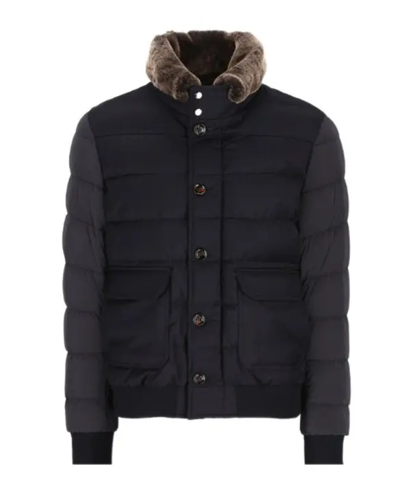 MOORER Quilted Fur-collar Coat