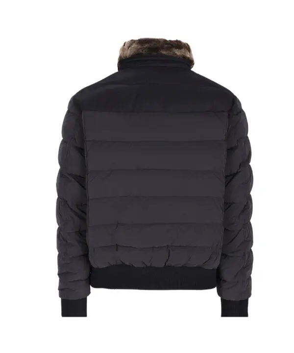 MOORER Quilted Fur-collar Coat