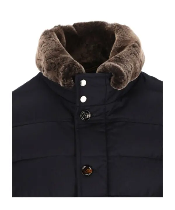 MOORER Quilted Fur-collar Coat