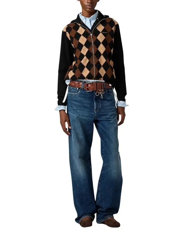 Miu Miu Long-sleeved Zip-up Cardigan