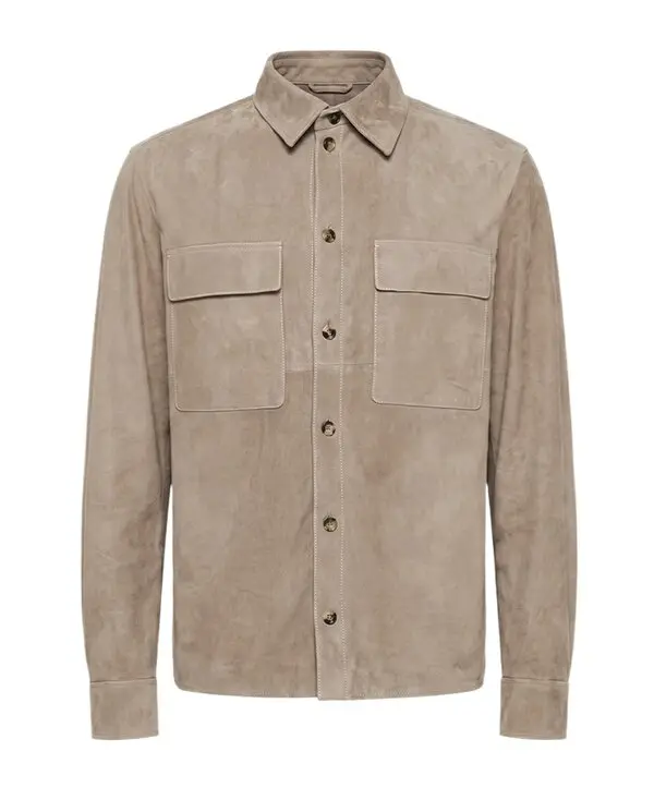 Agnona Leather Pocket Shirt Jacket