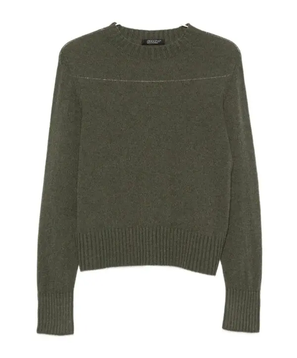 ARAGONA Long-sleeve Ribbed-trim Sweater - Green