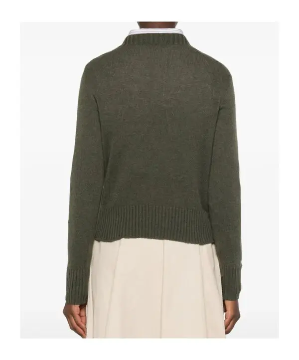 ARAGONA Long-sleeve Ribbed-trim Sweater - Green