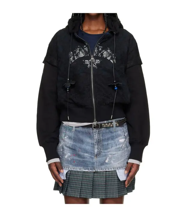Andersson Bell Lace Layered Zip-up Hoodie