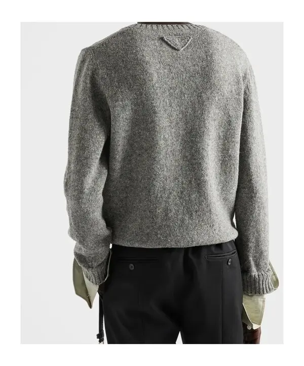 Prada Shetland Wool Scoop-neck Sweater - Grey