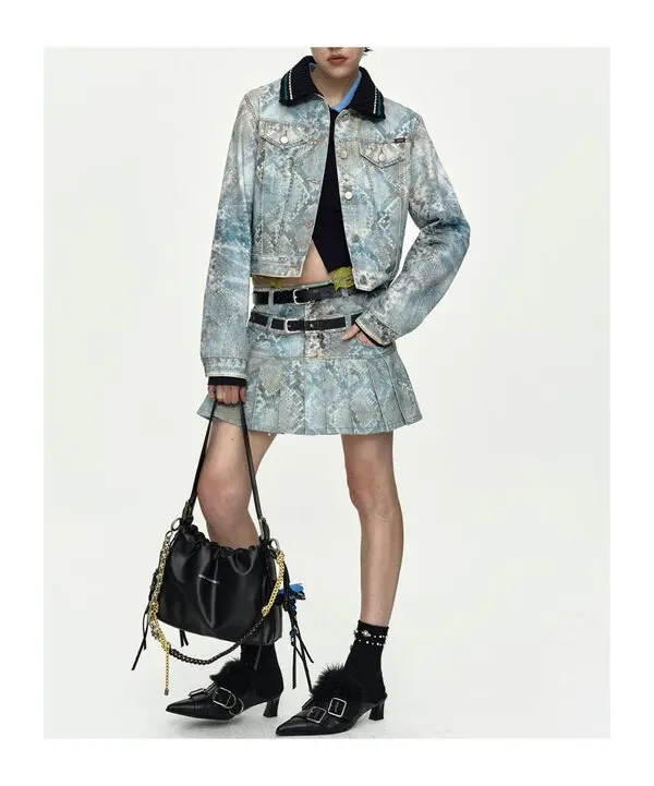 Andersson Bell Python Gradient Print Denim Jacket