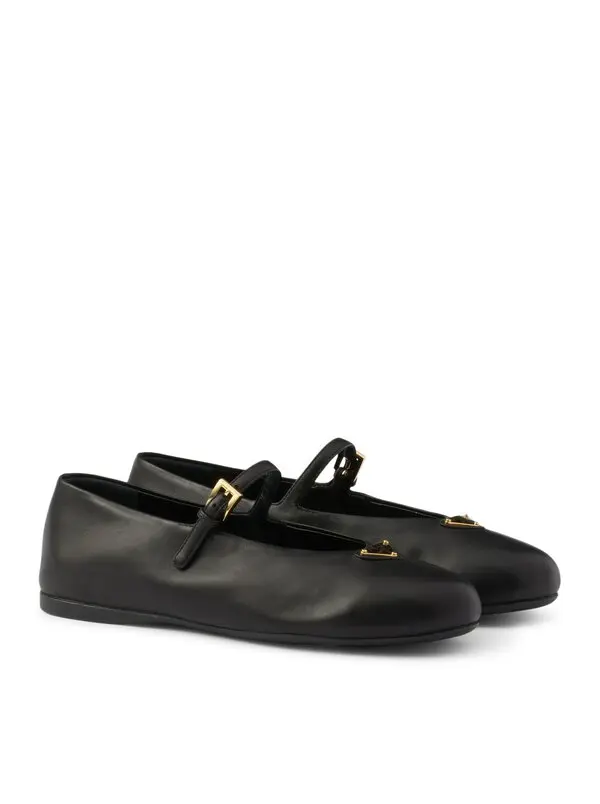 Prada Buckle-strap Triangle-logo Ballet Flats