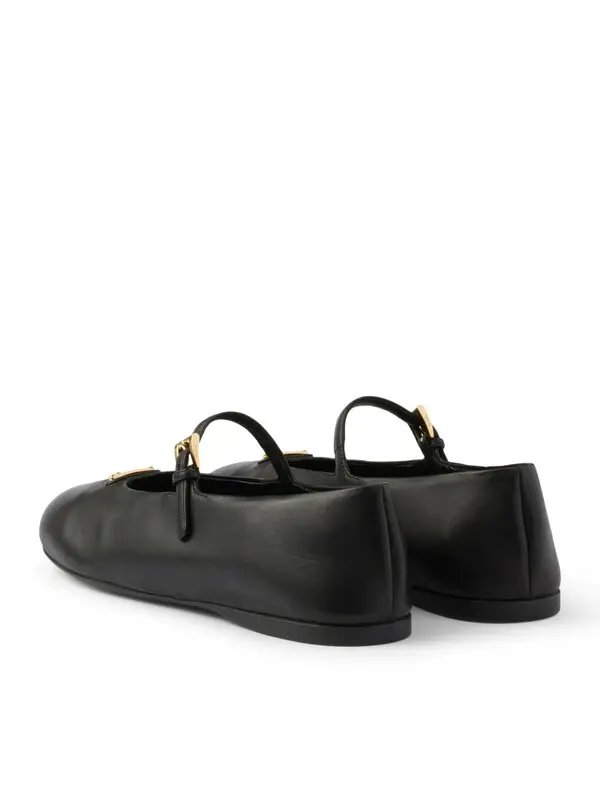 Prada Buckle-strap Triangle-logo Ballet Flats