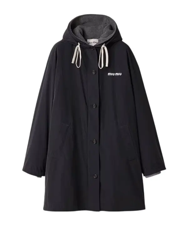 Miu Miu Single-breasted Pongé And Fleece Caban Jacket