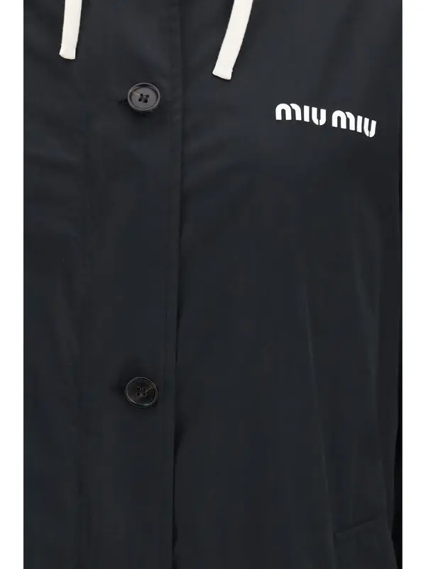 Miu Miu Single-breasted Pongé And Fleece Caban Jacket