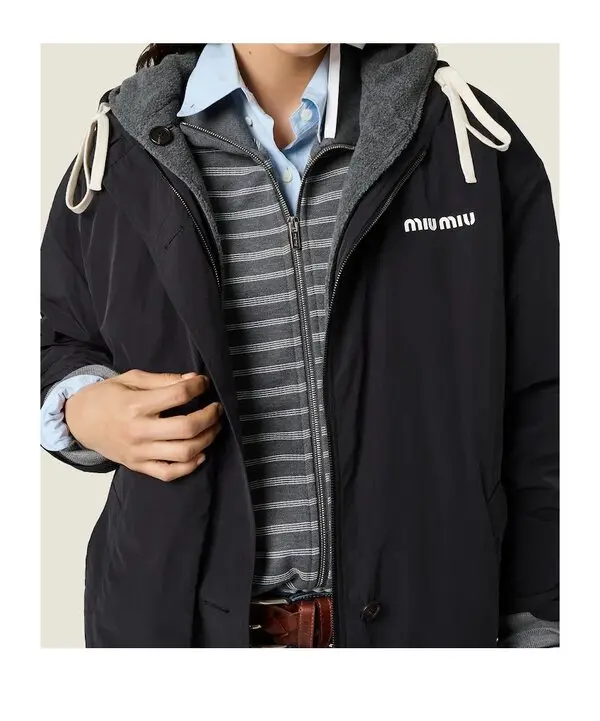 Miu Miu Single-breasted Pongé And Fleece Caban Jacket