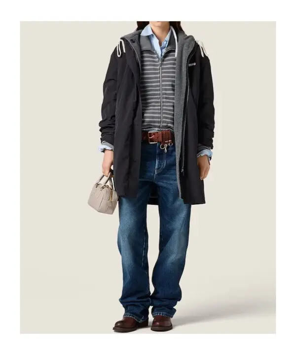 Miu Miu Single-breasted Pongé And Fleece Caban Jacket