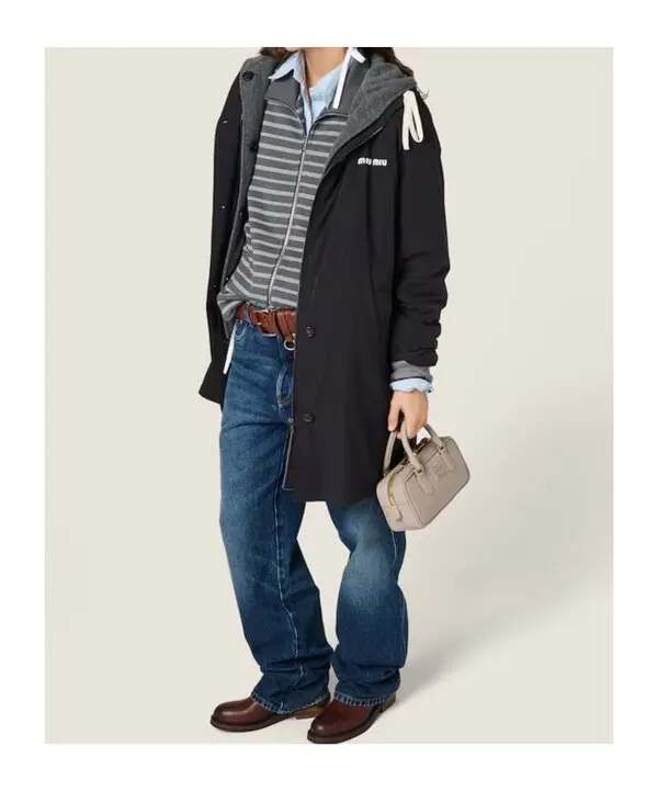 Miu Miu Single-breasted Pongé And Fleece Caban Jacket