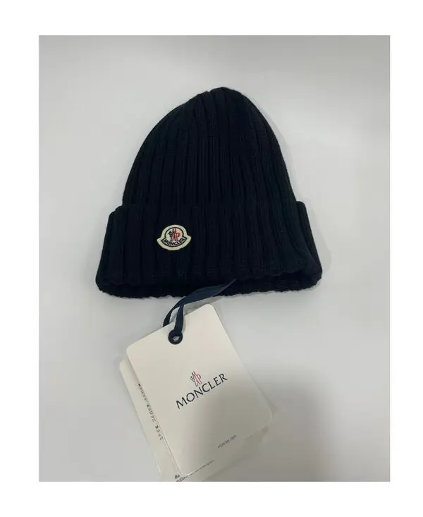 Moncler Ribbed Knit Logo Beanie
