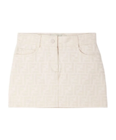 Fendi Ff Monogram Embroidered Denim Mini Skirt