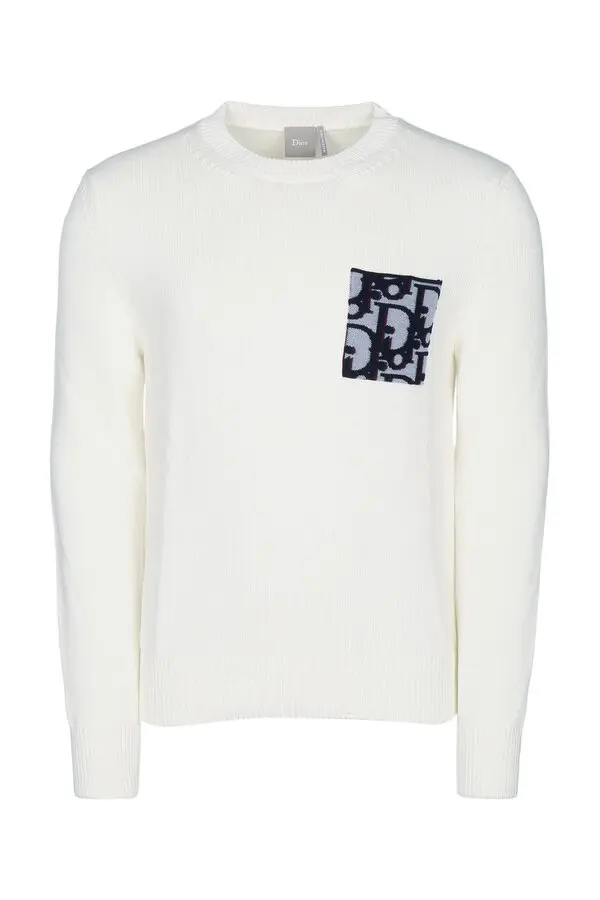Dior Oblique Jacquard Paneled Sweater - White