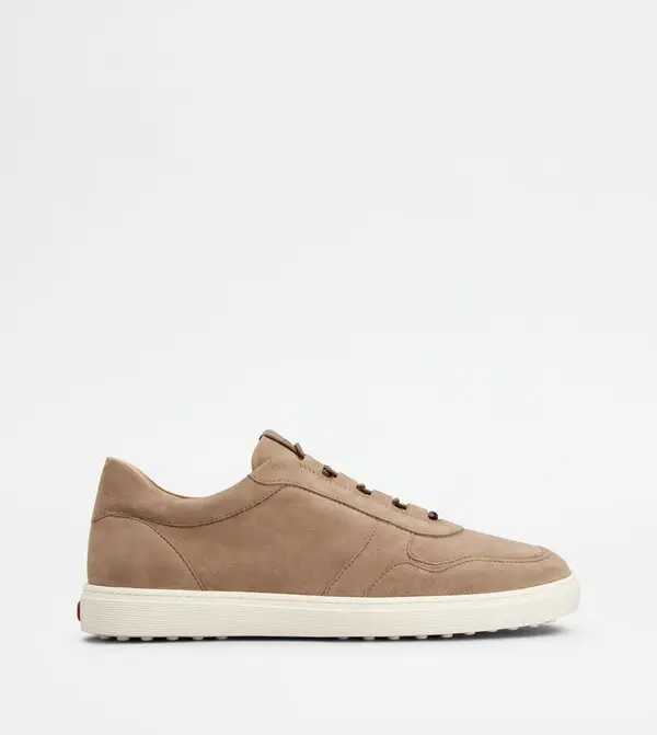 TOD'S Pashmy Suede Red Dot Sneakers - Beige