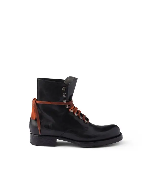 Prada Leather Laced Booties