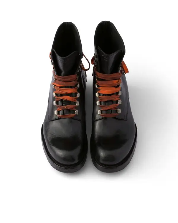 Prada Leather Laced Booties