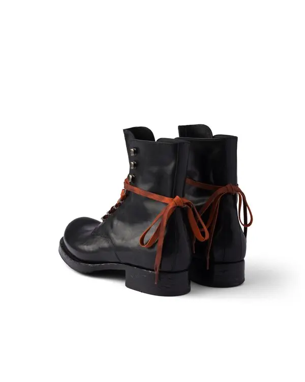Prada Leather Laced Booties