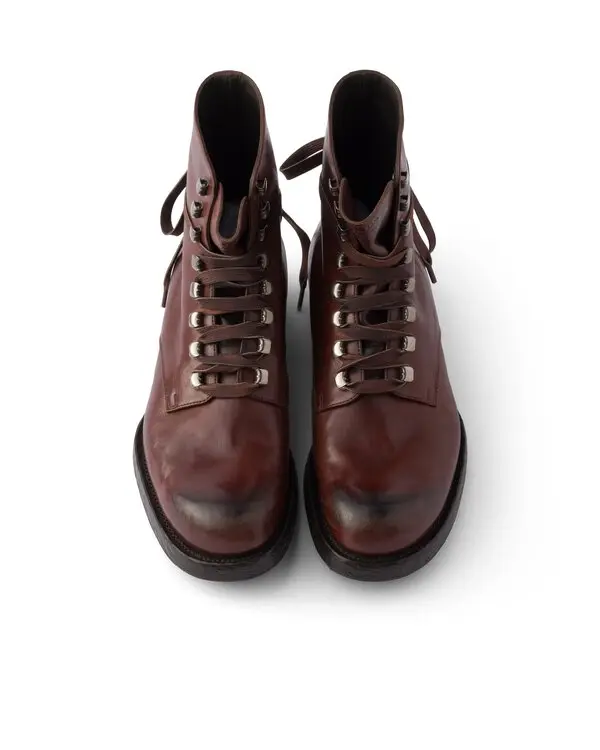 Prada Leather Laced Booties