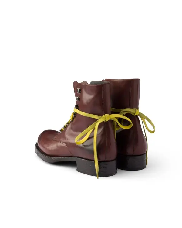 Prada Leather Laced Booties