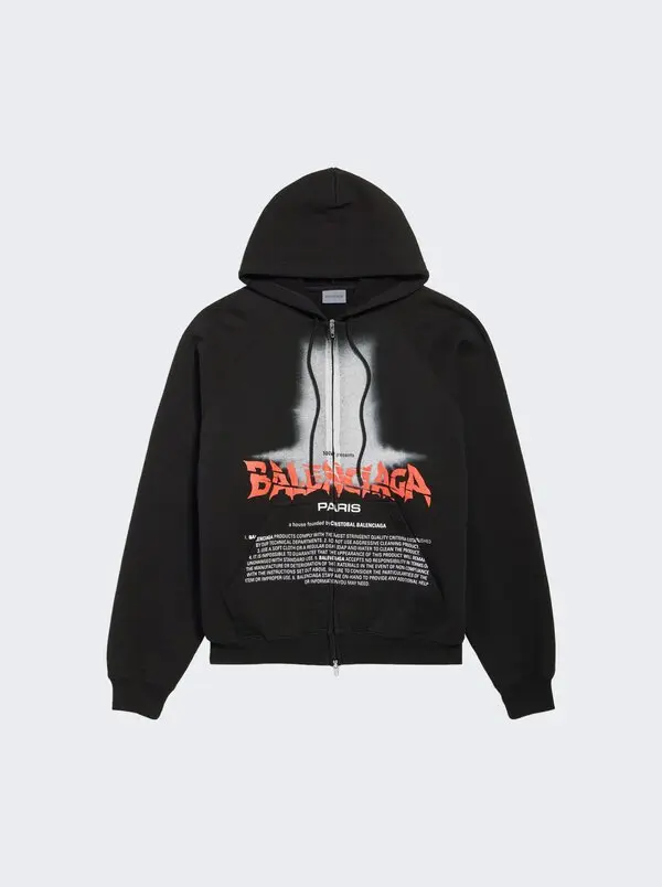 Balenciaga Oversized Zip-up Hoodie - Black