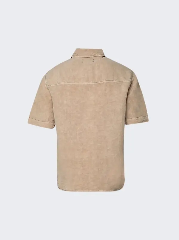 Amiri Script Linen Gd Pkt Ss Shirt Earth