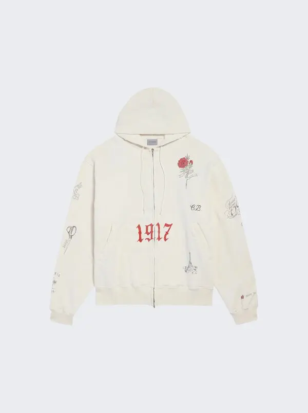 Balenciaga Oversized Zip-up Hoodie - Cream