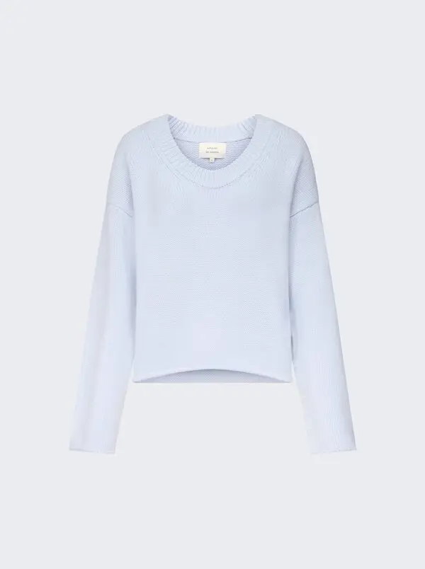 Loulou De Saison Derry Lds U-neck Sweater Coffee - Light  Blue
