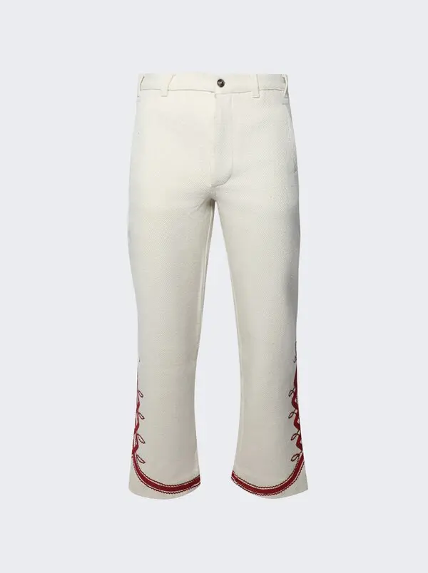 BAZISZT Bazyiszt Straight Leg Embroidered Cotton Pants