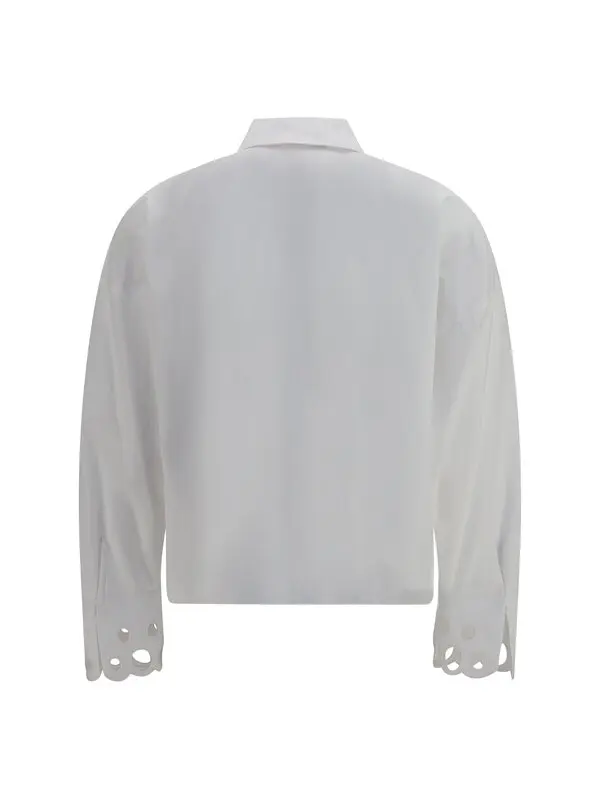 Max Mara Cotton Poplin Shirt With Embroidered Cuffs - White