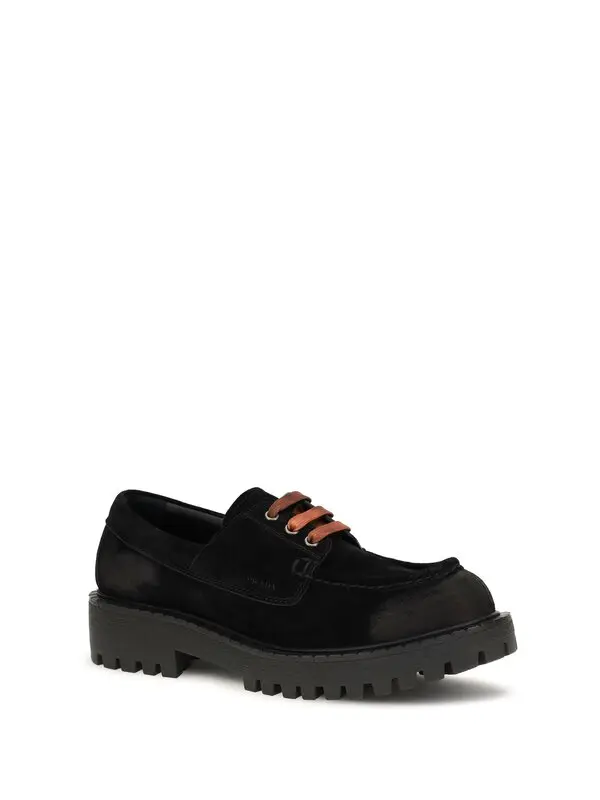 Prada Suede Lace-up Loafers