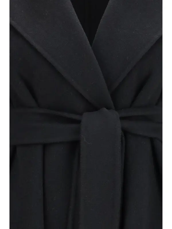Max Mara Long Wool, Cashmere And Silk Robe Coat - Black