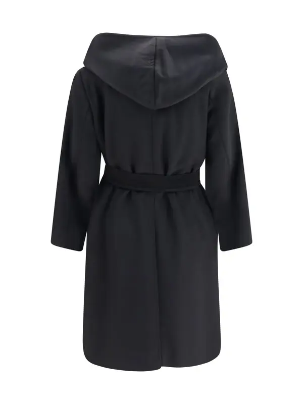 Max Mara Wool Drape Robe Coat - Black