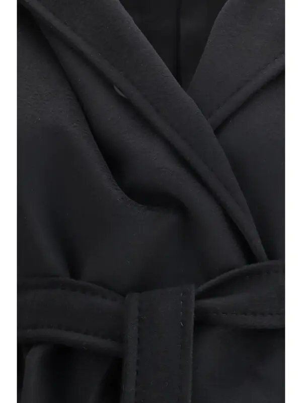 Max Mara Wool Drape Robe Coat - Black