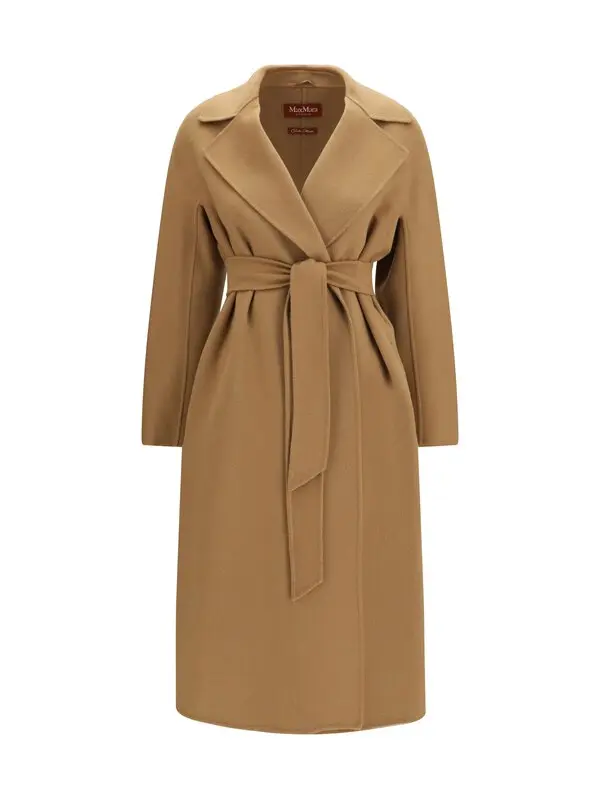 Max Mara Long Wool, Cashmere, And Silk Robe Coat - Brown
