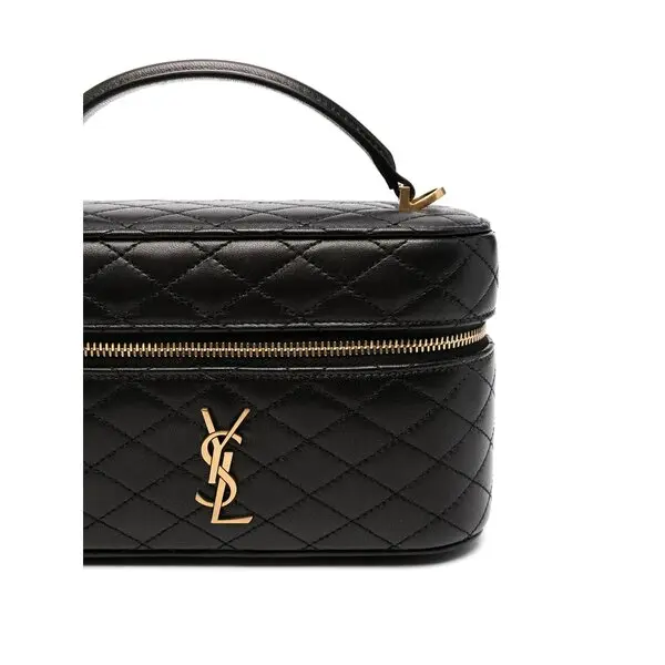 Saint Laurent Calf Leather Quilted Vanity Case - Black