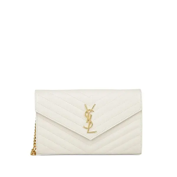 Saint Laurent Envelope Design Chevron Quilted Mini Bag - White
