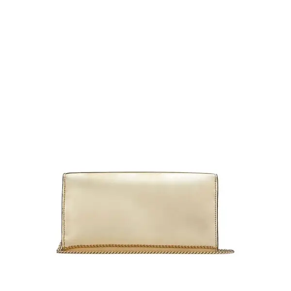 JIMMY CHOO Metallic Leather Clutch Bag With Chain Strap - Gold