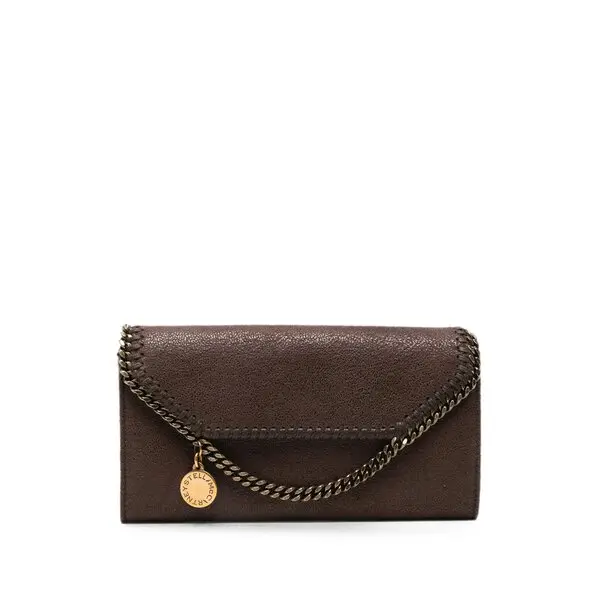 Stella McCartney Dark Chain Trimmed Foldover Clutch - Brown