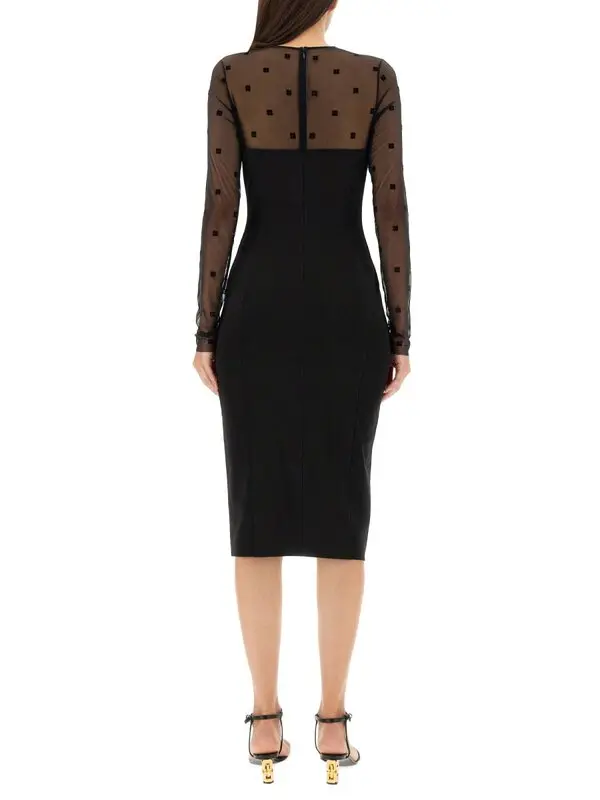 Givenchy 4g Patterned Sheer Sleeve Dress