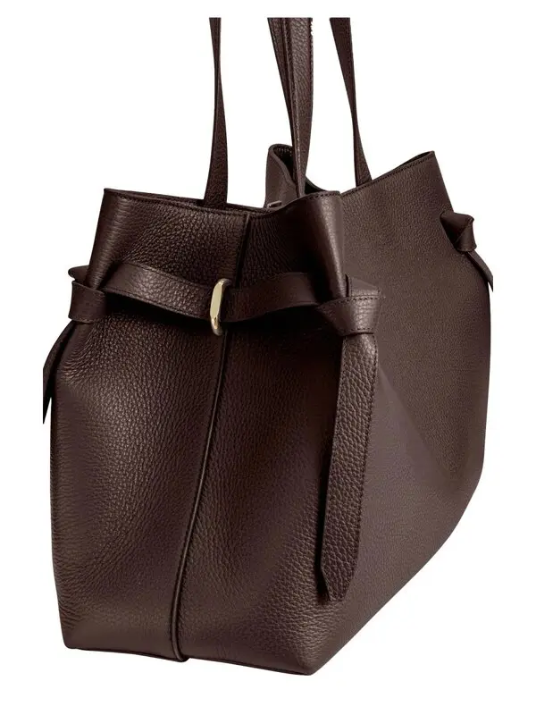 Yuzefi Pebble Grain Leather Tote Bag - Brown