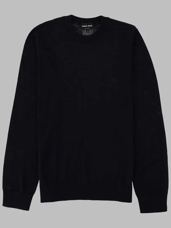Giorgio Armani Virgin Wool Crewneck Sweater - Blue