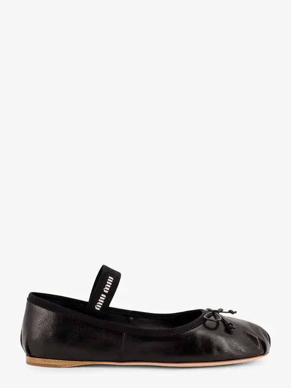 Miu Miu Leather Ballet Flats With Bow Detailing - Multicolor