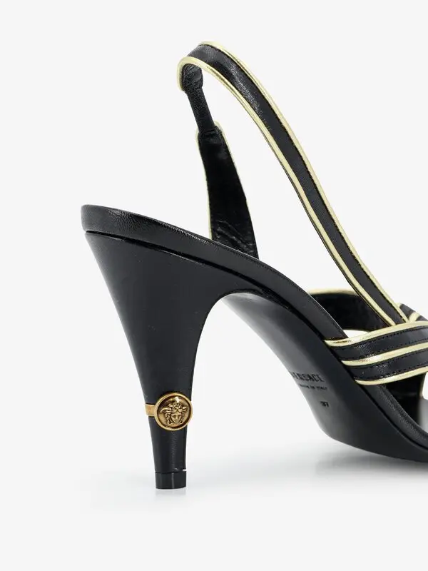 Versace Leather Heeled Sandals - Multicolor