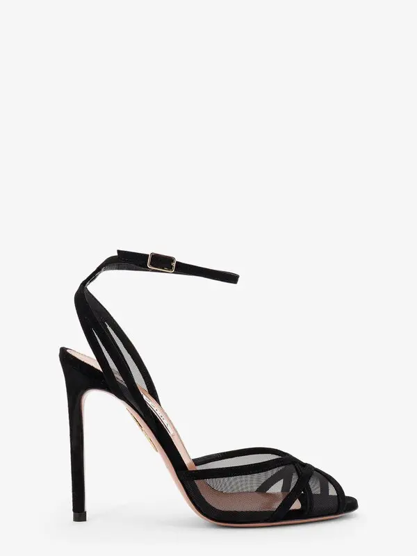 AQUAZZURA Shear Mesh And Suede Sandals - Black