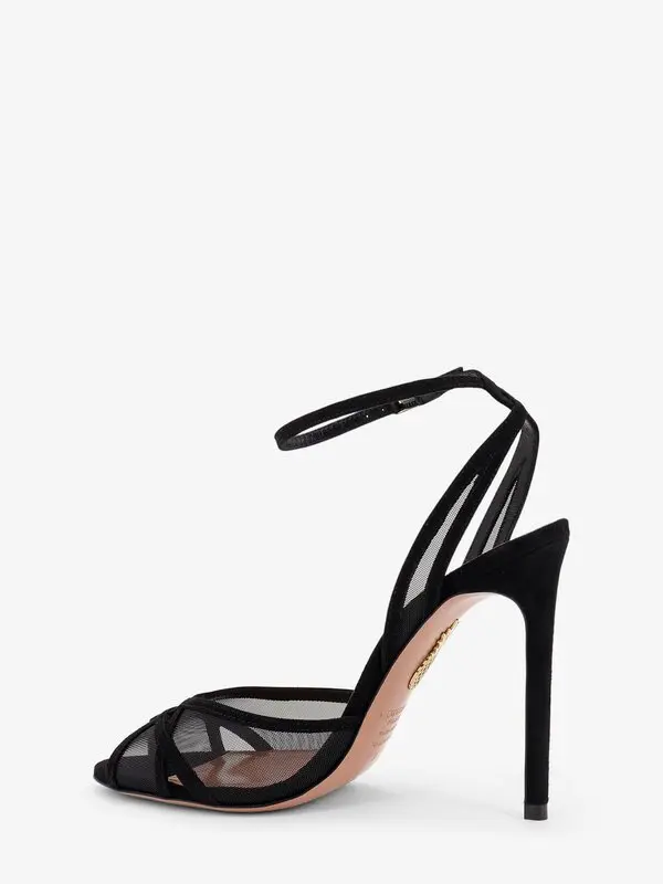 AQUAZZURA Shear Mesh And Suede Sandals - Black
