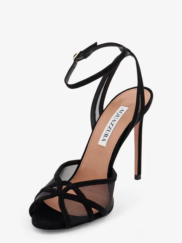AQUAZZURA Shear Mesh And Suede Sandals - Black