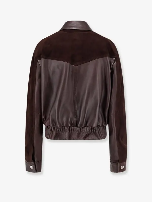 Versace Leather And Suede Jacket With Medusa Detail